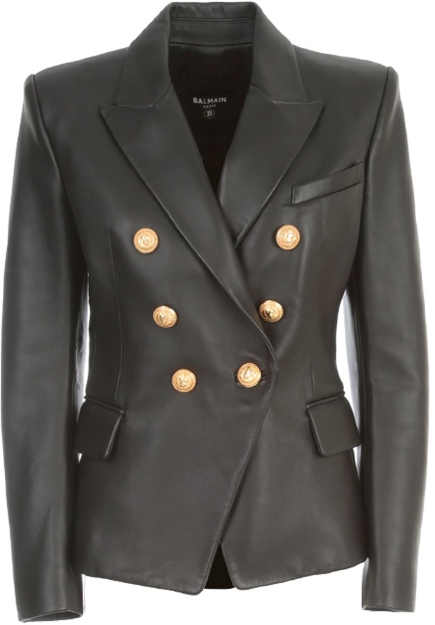 Balmain Permanent 6 Btn Leather Jacket - ShopStyle