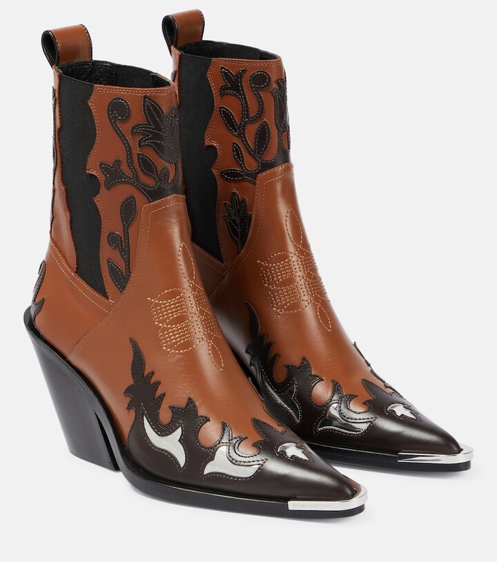 Paco Rabanne Leather cowboy boots - ShopStyle