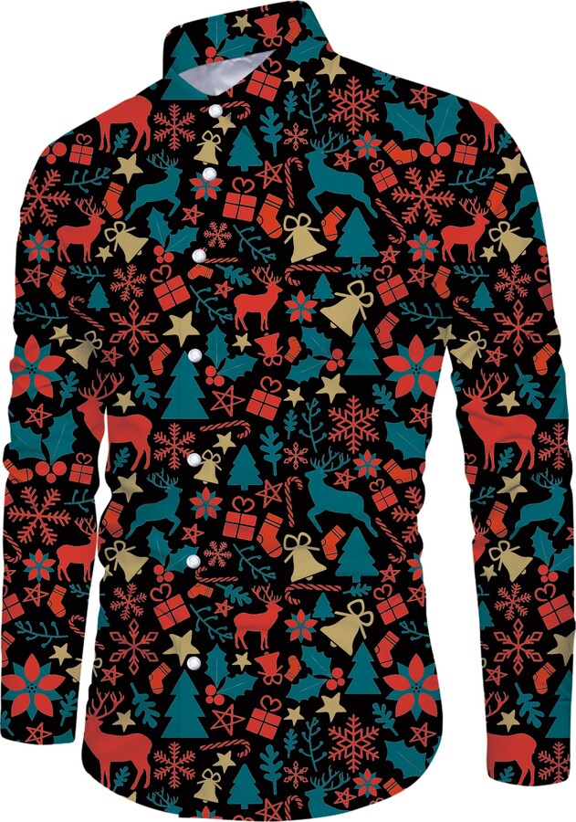 ALISISTER Mens Christmas Shirts 3D Xmas Gift Graphic Slim Fit Shirts ...
