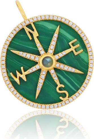 The Lovery Malachite and Diamond Halo Compass Charm - ShopStyle