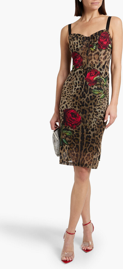 Dolce & Gabbana Leopard-print cotton and silk-blend tulle dress - ShopStyle