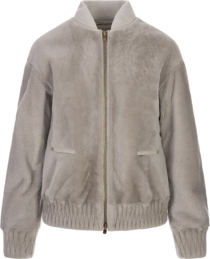 Agnona Dove-coloured Lamb Fur Bomber Jacket - ShopStyle