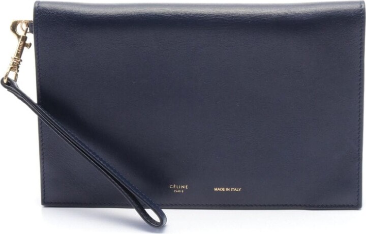 Céline Pre-Owned 2000s Logo-Stamp Leather Clutch Bag - ShopStyle