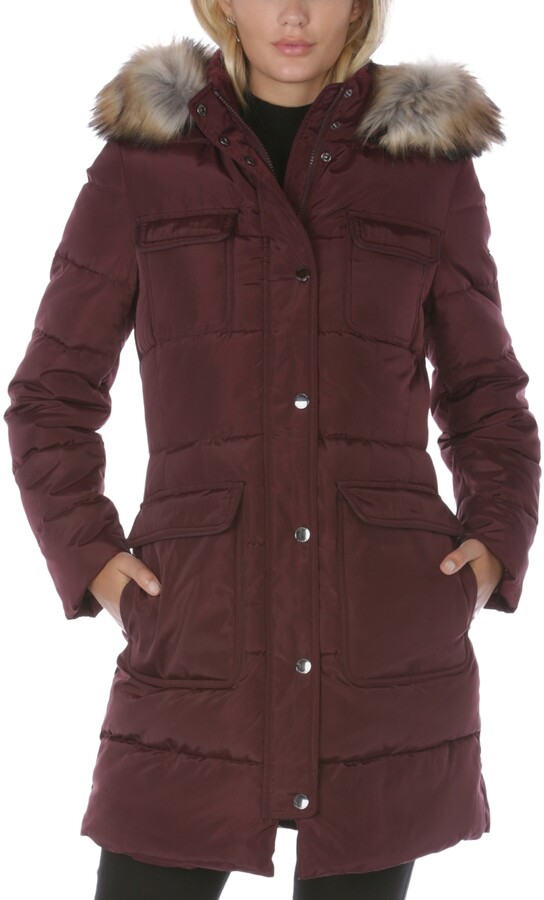 Laundry by Shelli Segal Faux-Fur-Trim Hooded Puffer Coat - ShopStyle