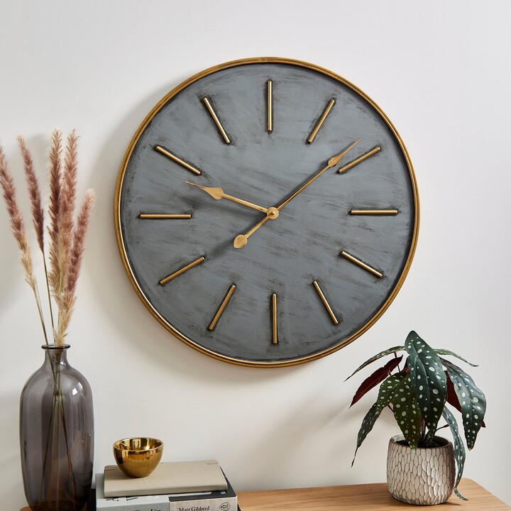 Dunelm Modern Industrial Wall Clock Pewter - ShopStyle