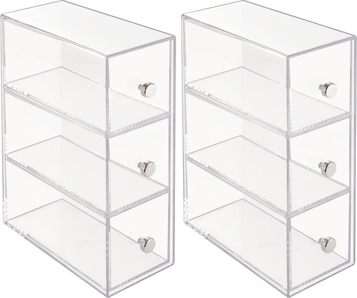 mDesign Plastic Stackable Desktop Storage for Office, 3 Drawers, 2 Pack ...