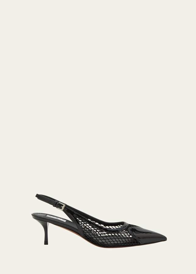 Alaia Mesh Heart-Toe Slingback Pumps - ShopStyle