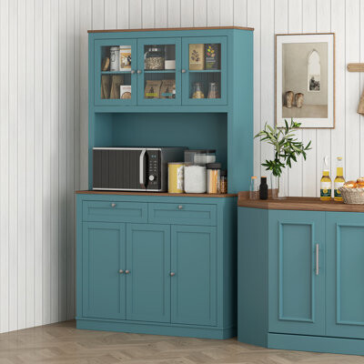 Red Barrel Studio 71" Tall Pantry Cabinet with Microwave Stand ...