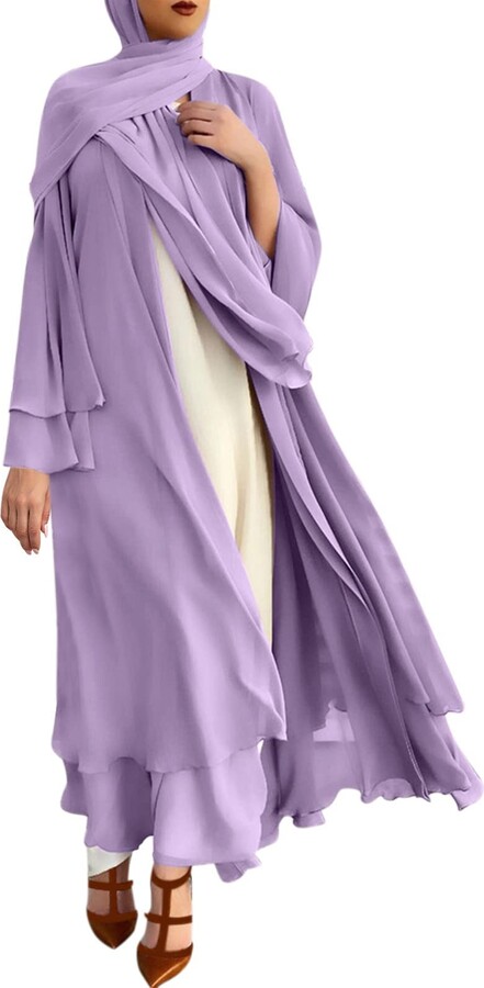 VESNIBA Muslim Traditional Dress Women's Muslim Chiffon Cardigan with ...