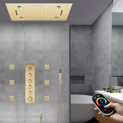 FontanaShowers Fontana Dijon Messina Brushed Gold Thermostatic Remote ...