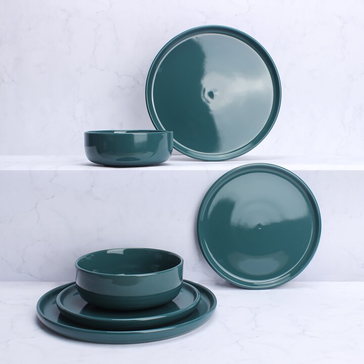 Dunelm Stacking Stoneware 12 Piece Dinner Set Pacific Blue - ShopStyle