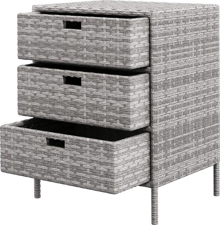 Outsunny Patio Wicker Pool Cabinet, Rattan Storage Cabinet Organizer ...