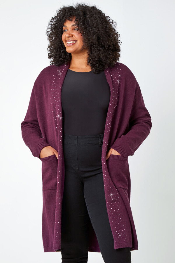 Roman Curve Roman Originals Curve Sparkle Trim Pocket Cardigan - ShopStyle