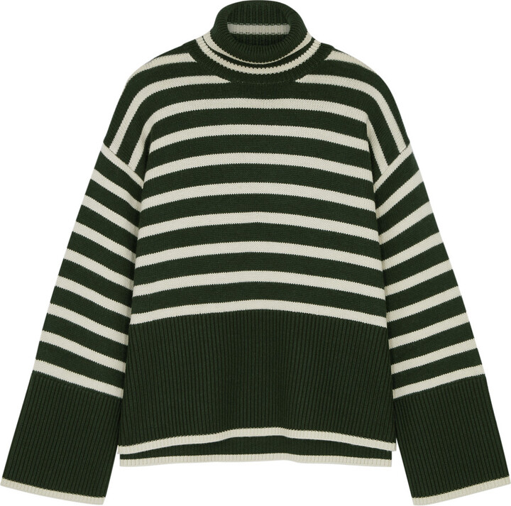 Totême Striped Roll-neck Wool-blend Jumper - ShopStyle Sweaters