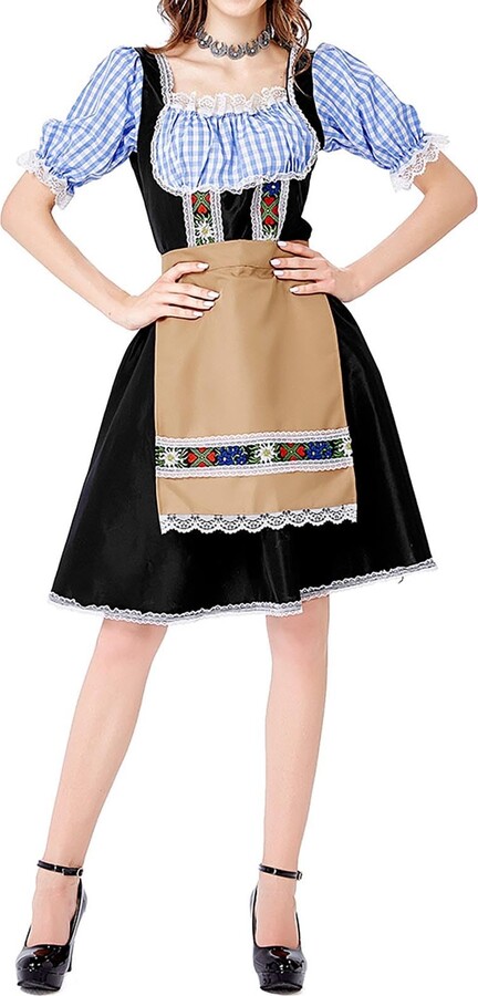 OBiQuzz Costume Dress Women's Midi Dirndl Dress Costume Skirt Costume ...