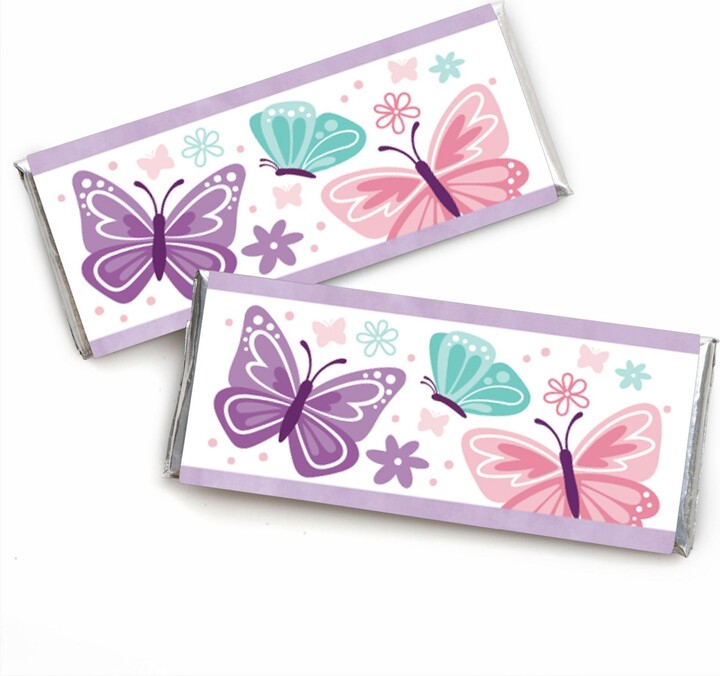 Big Dot of Happiness Beautiful Butterfly - Candy Bar Wrapper Floral ...