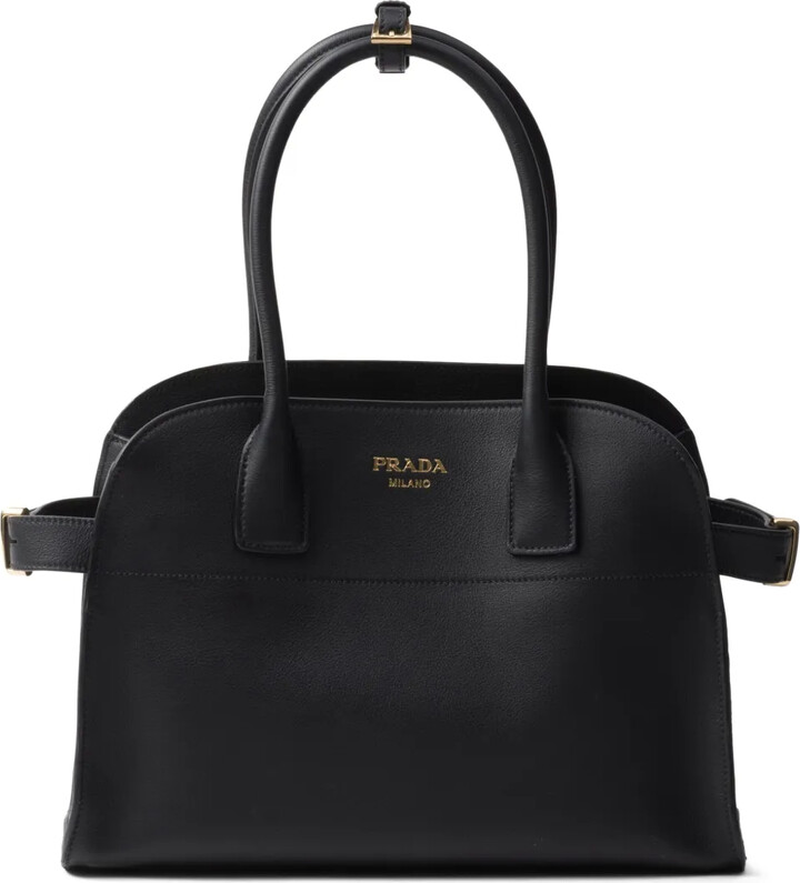 Prada Logo-Lettering Leather Tote Bag - ShopStyle