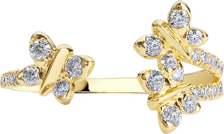 Bloomtine | Earth Angel Hq Enchanting Flutterfly™ 14K Gold Vermeil Trio Eternity Butterfly Ring ...