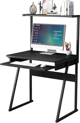 17 Stories 2-Tier Computer Desk with Keyboard Tray for Small Spaces 28 ...