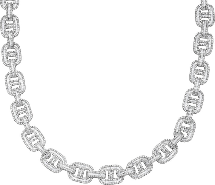 Fine Jewelry 22" All Over Diamond Oversized Link Chain Necklace 14k ...