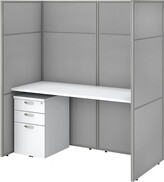 Bush Business Furniture Easy Office Cubicle Desk with File Cabinet and ...
