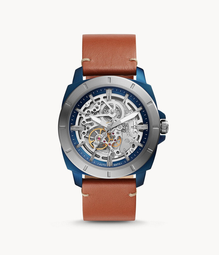 Fossil Men's Privateer Sport Automatic, Blue-Tone Stainless Steel Watch ...