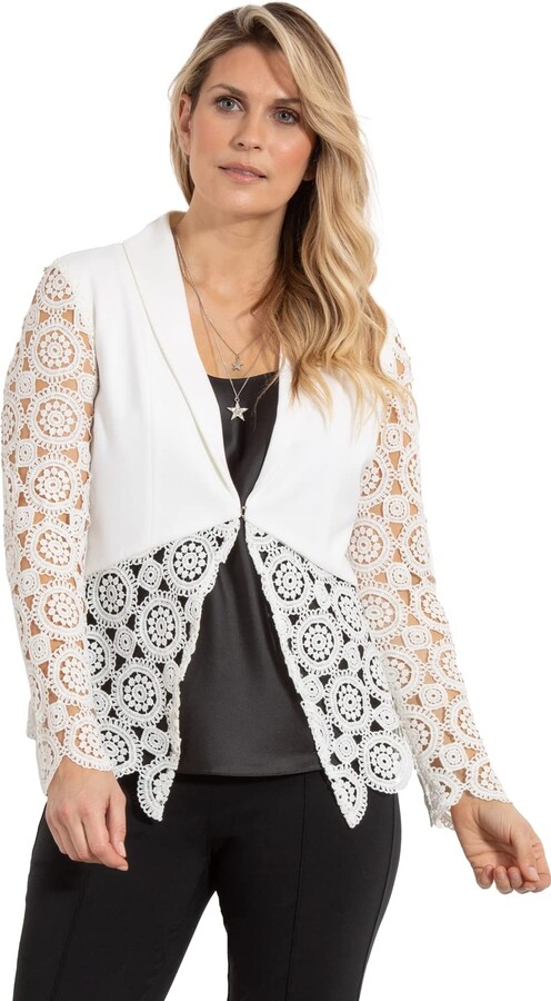 Klass Women's Occasion Jacket - Ladies Ivory Lace Long Sleeve Smart ...