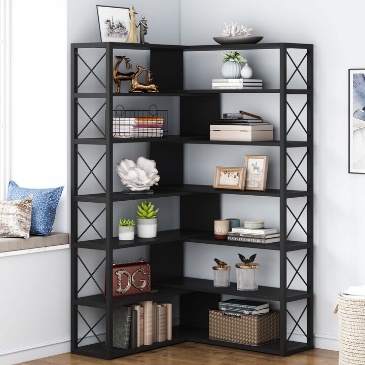 Tribesigns Corner Bookshelf Etagere Bookcase L Shaped Storage Shelf ...