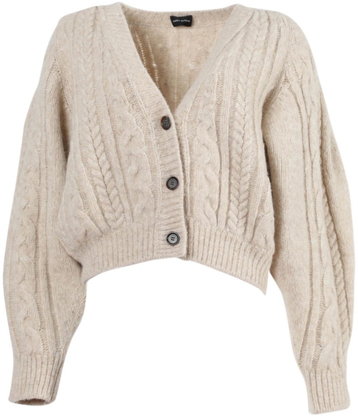 Magda Butrym Albion Beige Cropped Cardigan Sweater - ShopStyle
