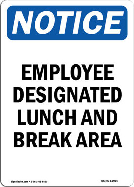 SignMission Employee Designated Lunch and Break Area Sign - ShopStyle ...
