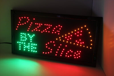 FixtureDisplays Pizza By the Slice Animated Led Sign with Hanging Chain ...