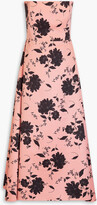 Emilia Wickstead Strapless pleated floral-print faille maxi dress - ShopStyle