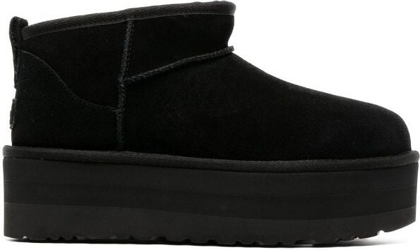 UGG Black Classic Ultra Mini Suede Platform Boots - ShopStyle