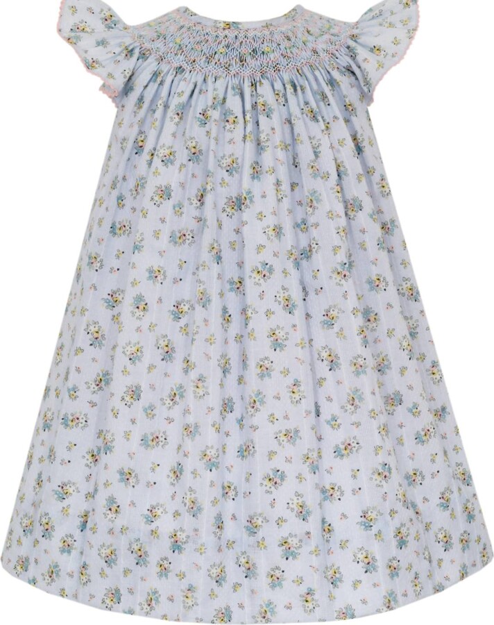 Claire & Charlie Girl's Madelyn Angel Wing Bishop Dress In Blue Floral ...