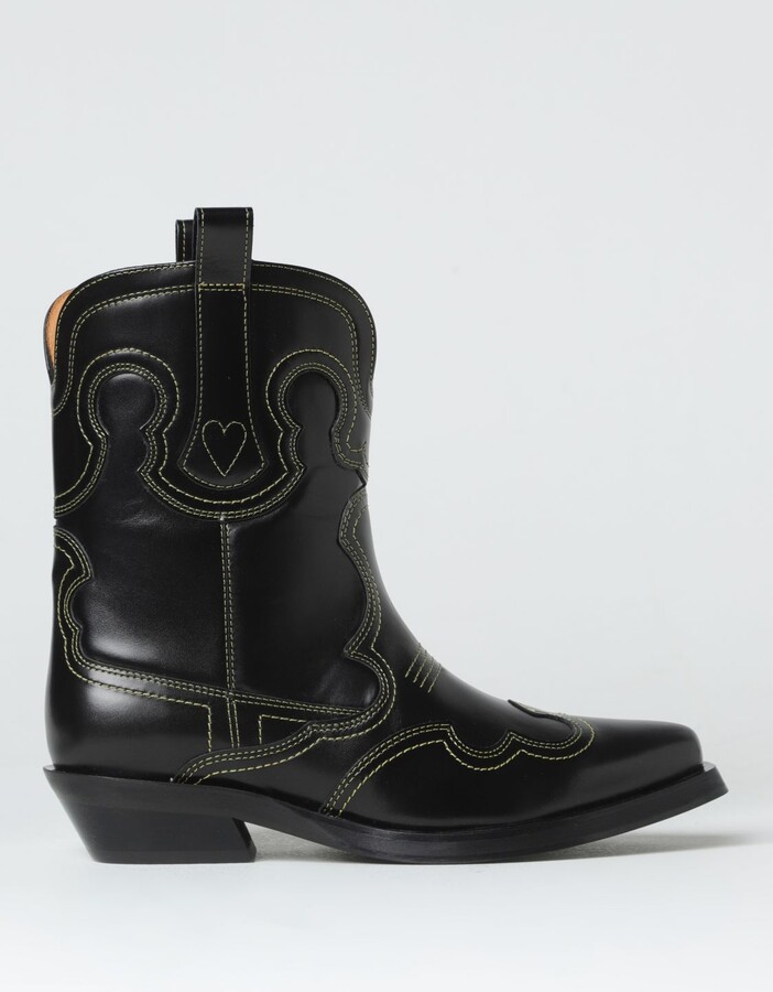 Ganni Texan boots in leather - ShopStyle