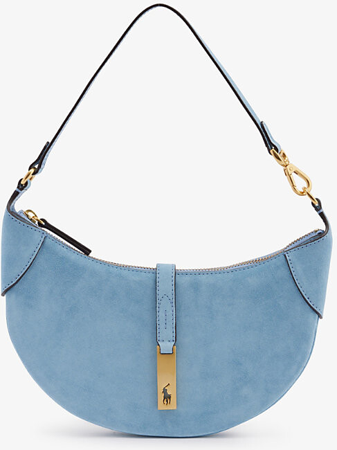 Polo Ralph Lauren Womens Powder Blue Logo-plaque Suede Shoulder bag ...
