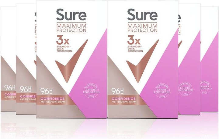 Sure Women Maximum Protection 'Anti-Perspirant Deodorant' Cream, 6x45ml ...