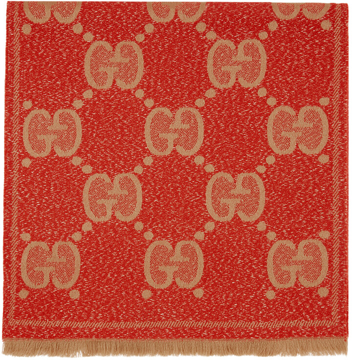 Gucci Red & Gold Lady Nest Lux Scarf - ShopStyle Accessories