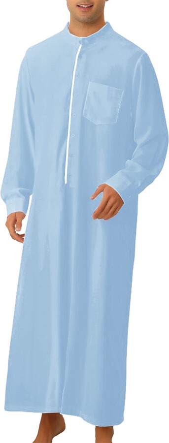 MODSGUE Thobe Men's Muslim Travel Bathrobe Dubai Robes Muslim Tunics ...