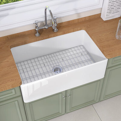 Ogonbrick Luxe Fireclay 30 in. White Farmhouse Sink Apron Front Farm ...