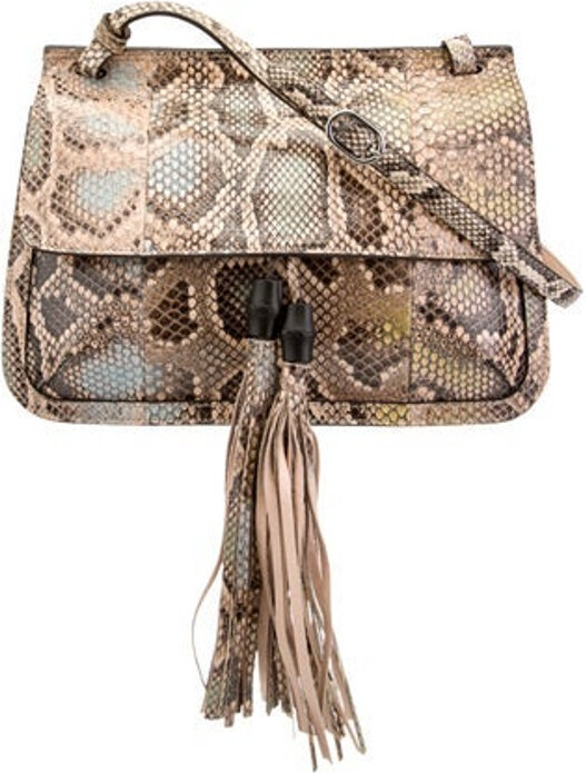 Gucci Python Bamboo Medium Daily Flap Shoulder Bag - ShopStyle