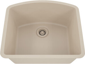 Lexicon Quartz 23" x 21" Platinum Quartz Kitchen Sink, D Shape Single ...