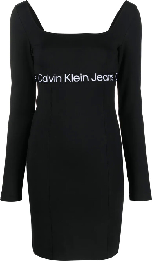 Calvin Klein Jeans Logo Tape Jersey Minidress Shopstyle