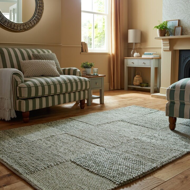 Dunelm Pebble Patchwork Rug Olive - ShopStyle