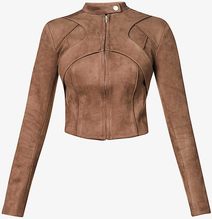 Misbhv Moto cut-out faux-suede jacket - ShopStyle