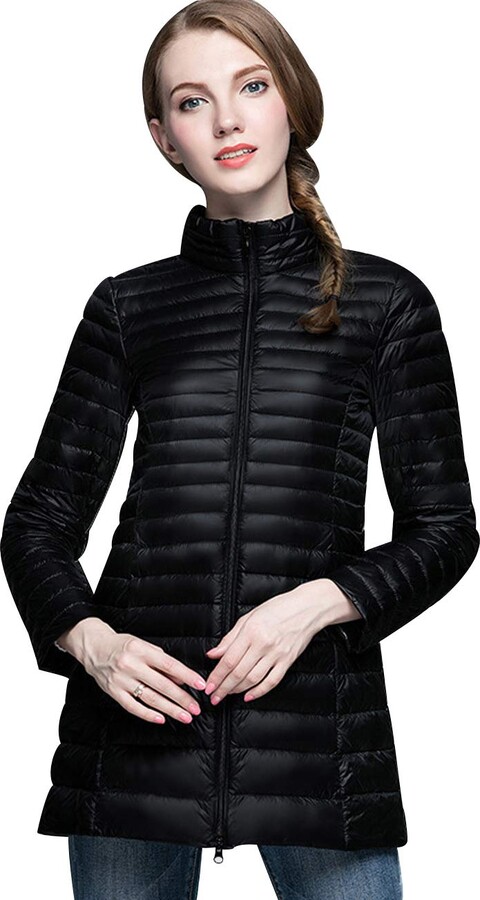 Pengniao Lightweight Long Down Jacket Women with Hood Womens Packable ...