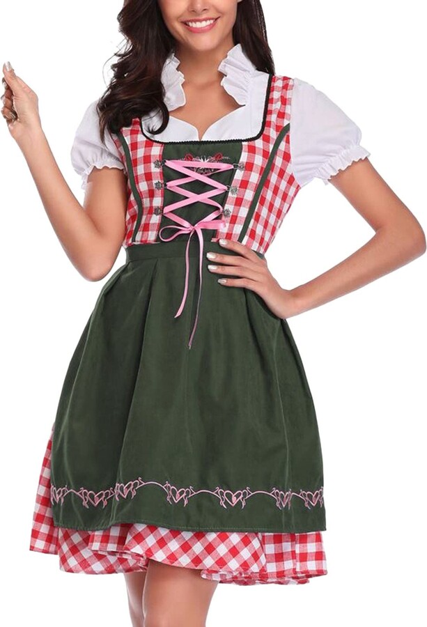 Briskorry Dirndl Women's Short Costume Dress Dirndl Dress Mini Costume ...