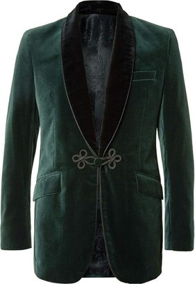Pinkcity Mens Groomsmen Dinner Party Wear Smoking Jackets Green Velvet ...