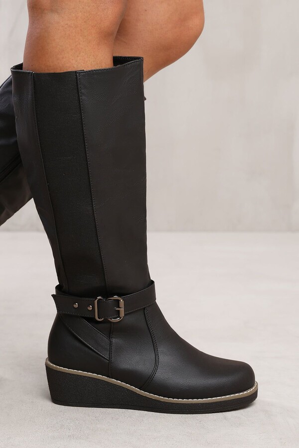 Where's That From 'Jacinta' Wedge Heel Knee High Boots With Elastic ...