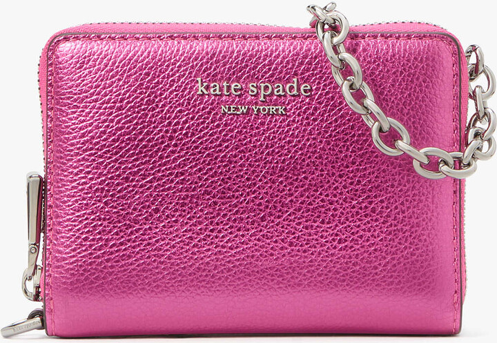 Kate Spade Natasha Metallic Pebbled Leather Chain Compact Wristlet ...